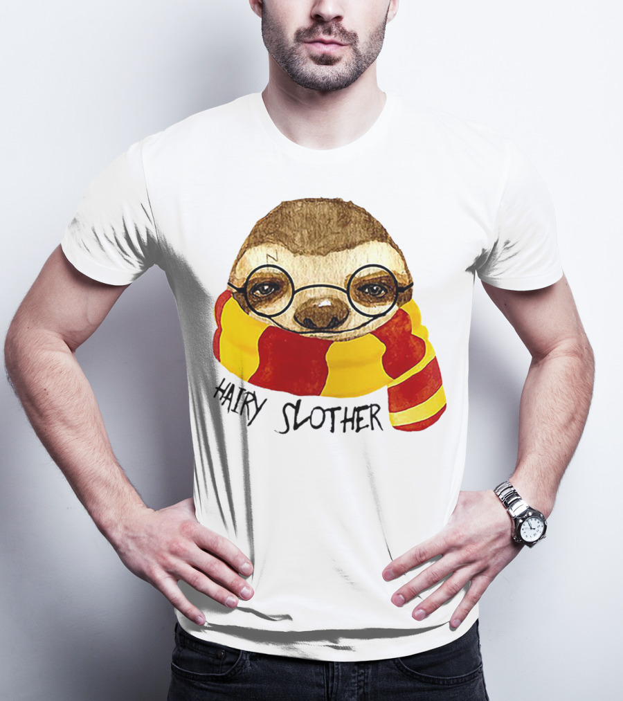 Hairy Slother Sloth Lovers Wizard Scarf Glasses Magic T-Shirt