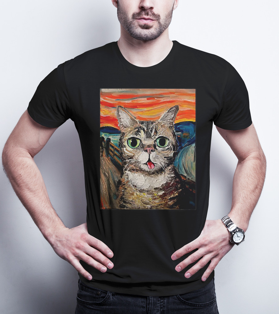 Lil Bub Cat The Scream Vincent Van Gogh T-Shirt