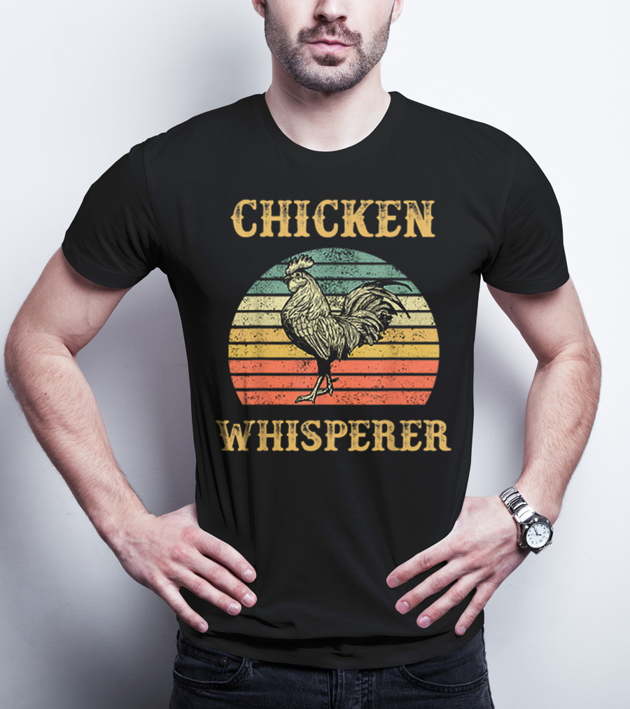 Chicken Whisperer Vintage Retro Rooster Stripes T-Shirt