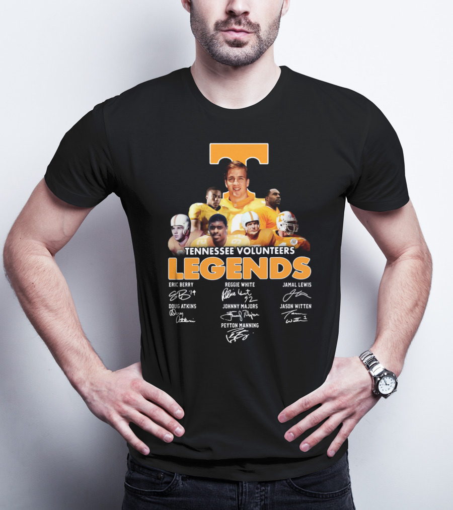 Tennessee Volunteers Legends Peyton Manning Reggie White Jason Witten Signatures T-Shirt