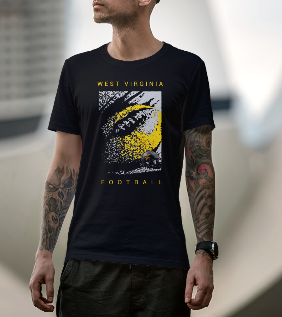West Virginia Mountaineers Football Helmet And Textured T-Shirt