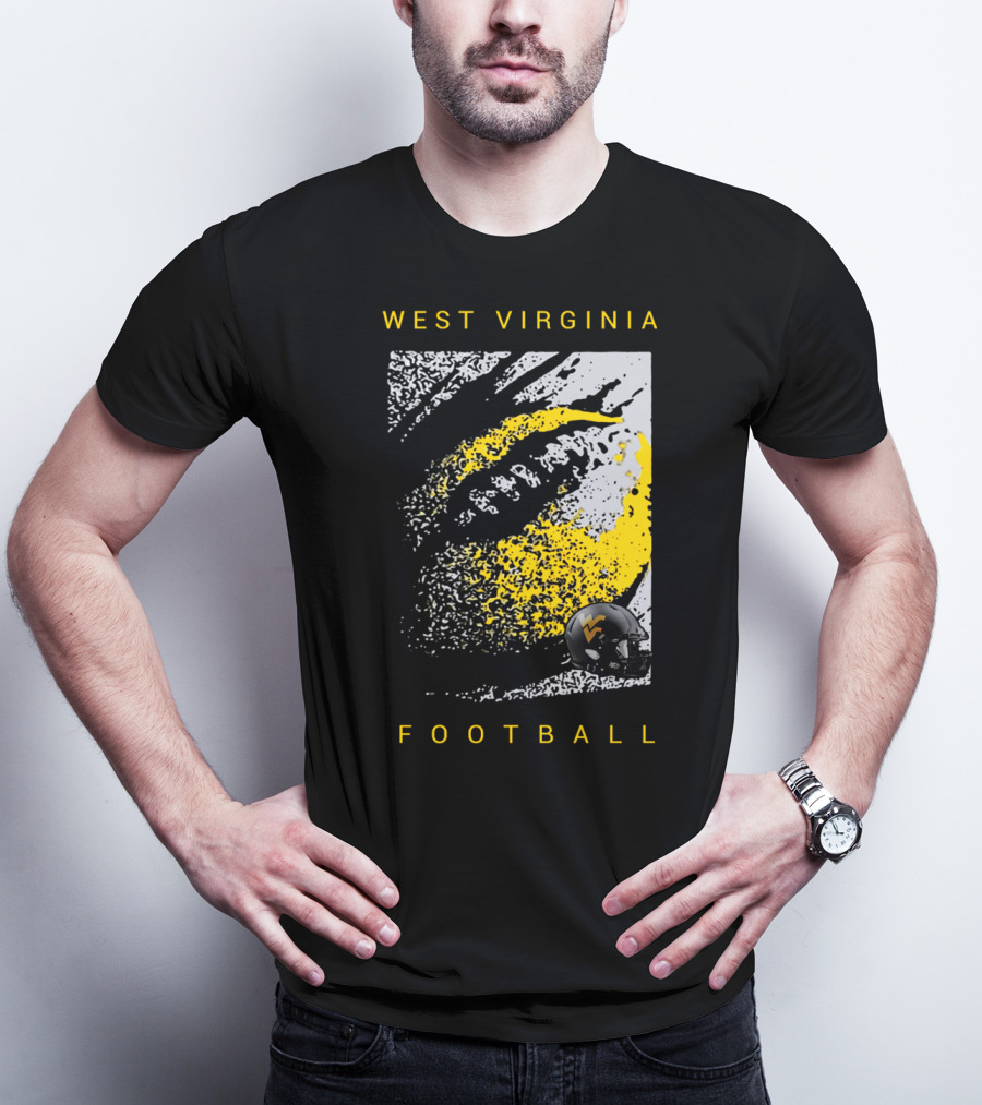 West Virginia Mountaineers Football Helmet And Textured T-Shirt
