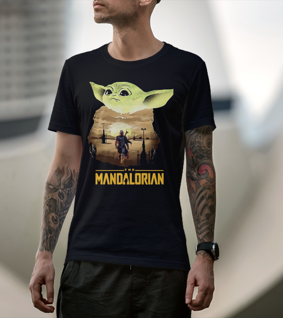 The Mandalorian Baby Yoda Sunset Scene T-Shirt