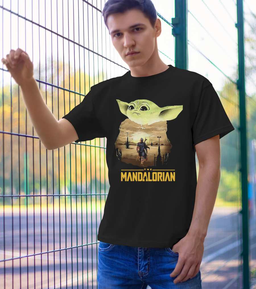 The Mandalorian Baby Yoda Sunset Scene T-Shirt