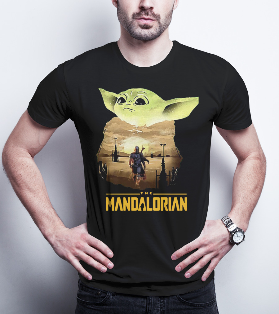 The Mandalorian Baby Yoda Sunset Scene T-Shirt