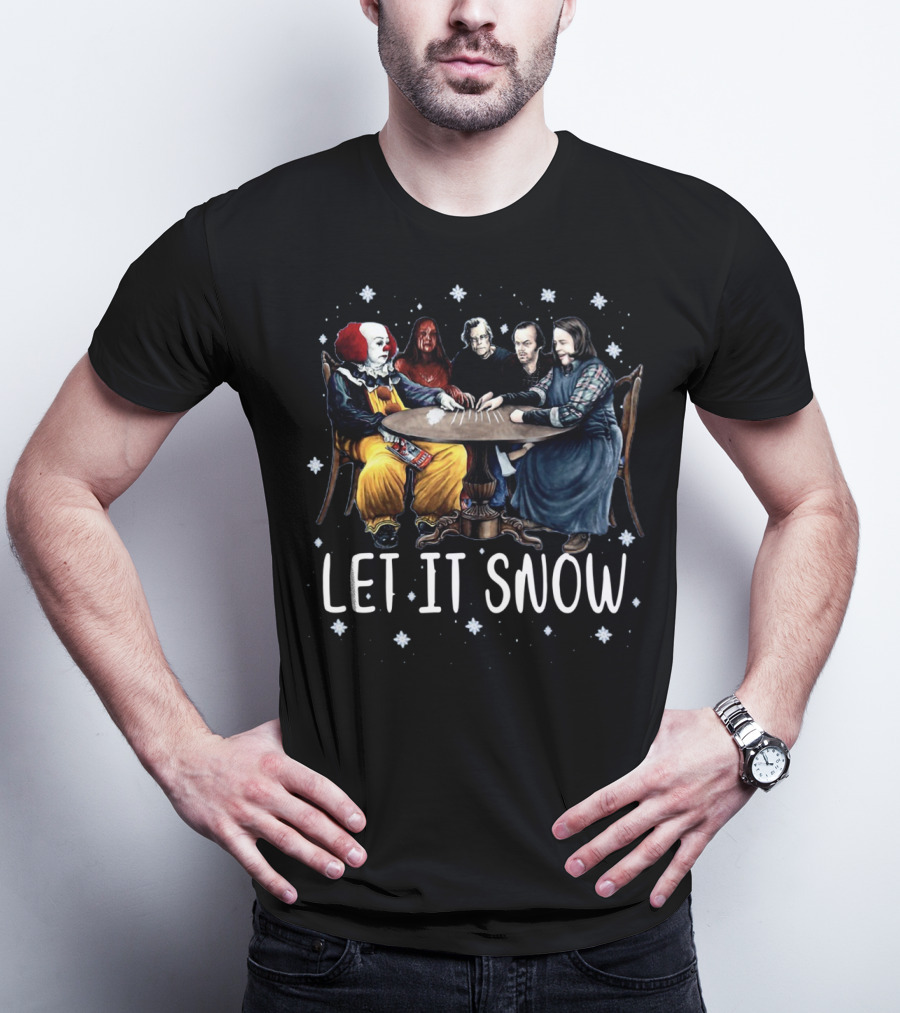 Stephen King Horror Friends Characters Let It Snow Holiday Scene T-Shirt