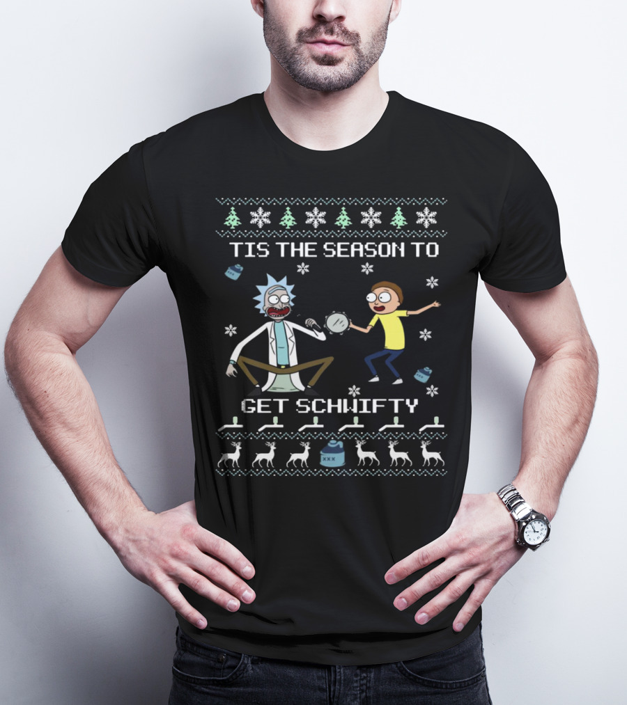 Rick And Morty Tis The Season To Get Schwifty Holiday Ugly T-Shirt