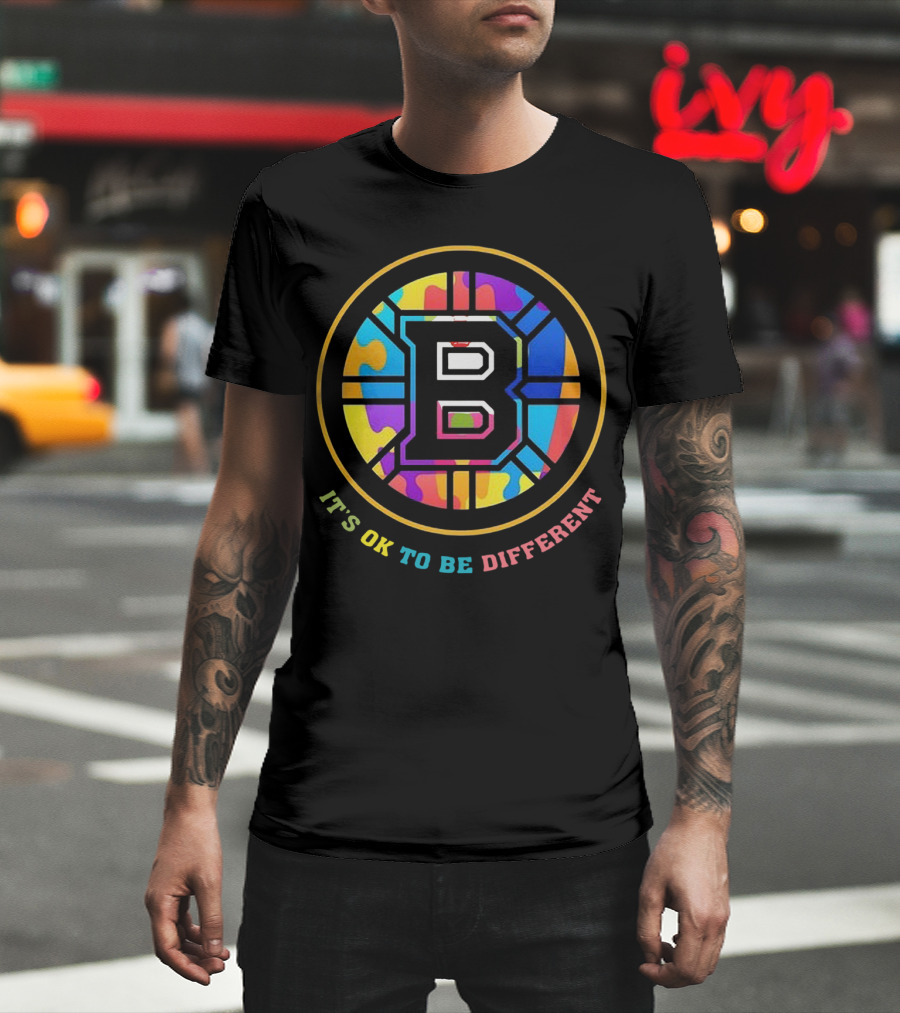 Boston Bruins It's OK To Be Different Rainbow T-Shirt