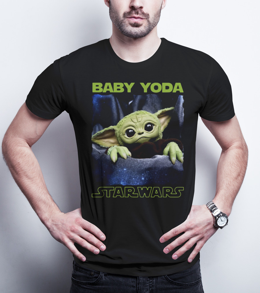 Baby Yoda Star Wars Galaxy Background T-Shirt