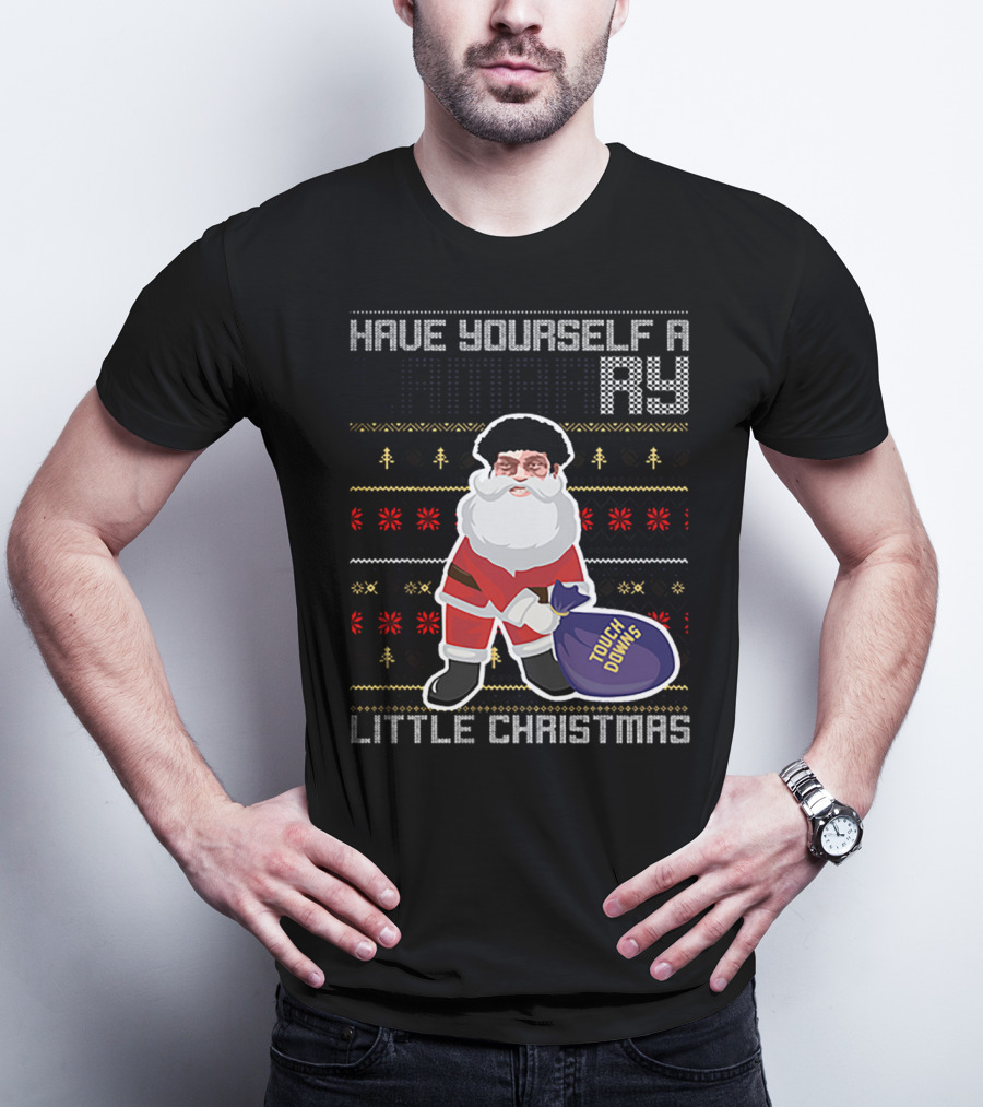 Have Yourself A Merry Little Christmas Touch Downs Santa Bag T-Shirt