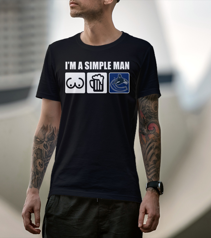 I'm A Simple Man Canucks Beer Hockey Logo Icons T-Shirt