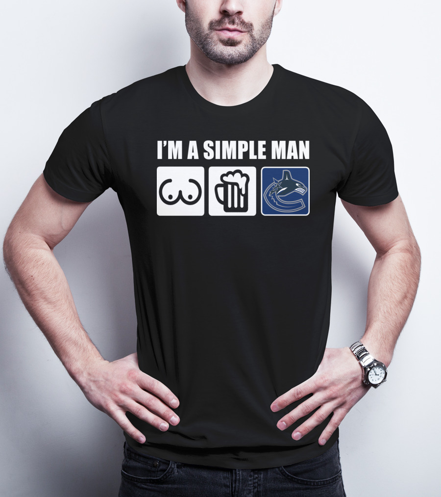 I'm A Simple Man Canucks Beer Hockey Logo Icons T-Shirt