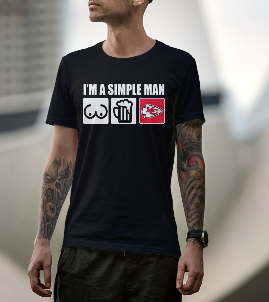 Chiefs I'm A Simple Man Beer And Logo Icons T-Shirt