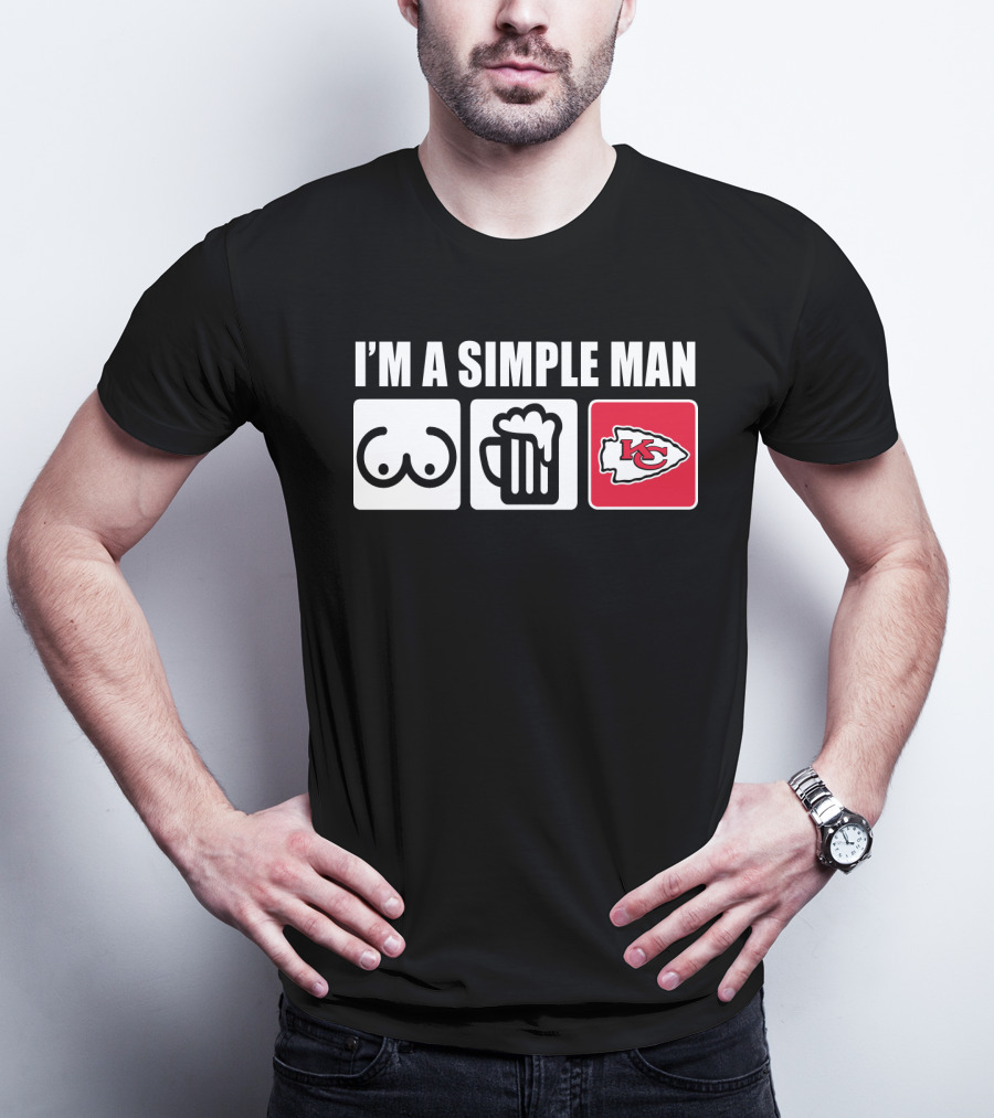 Chiefs I'm A Simple Man Beer And Logo Icons T-Shirt