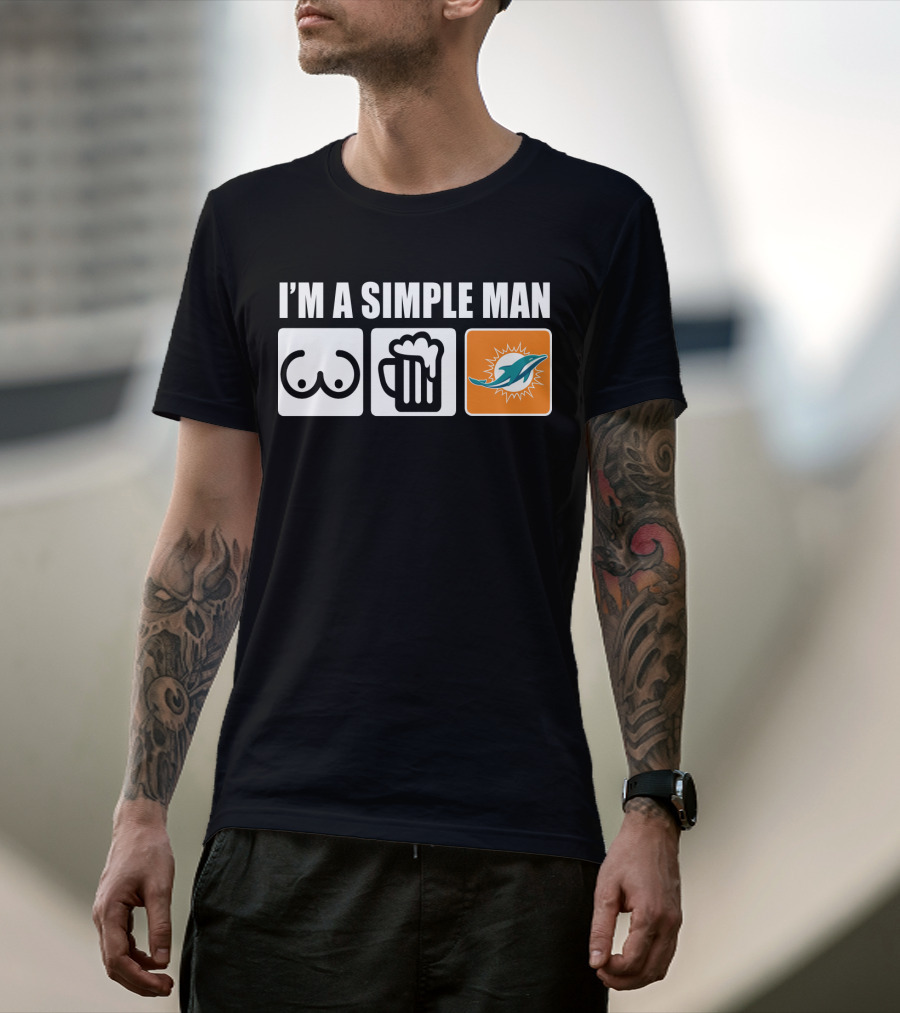 I'm A Simple Man Dolphins Beer Symbols T-Shirt