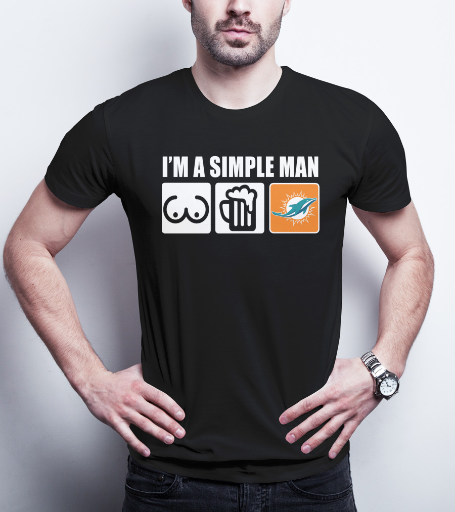 I'm A Simple Man Dolphins Beer Symbols T-Shirt