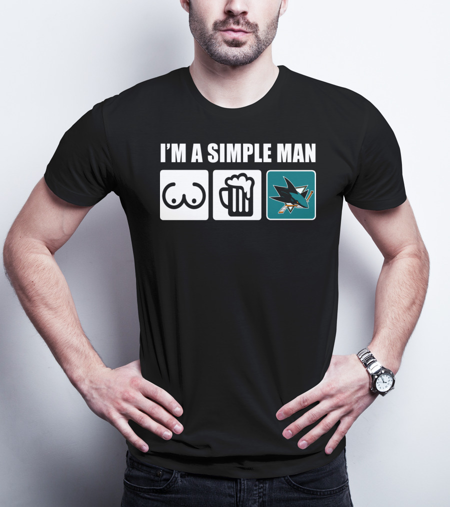I'm A Simple Man Sharks Beer Hockey T-Shirt