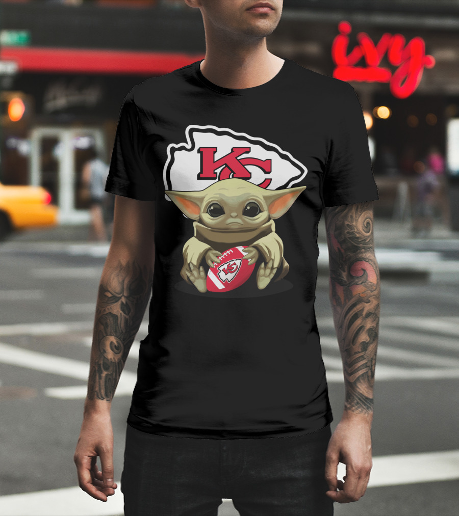 Baby Yoda KC Chiefs Football Fan T-Shirt