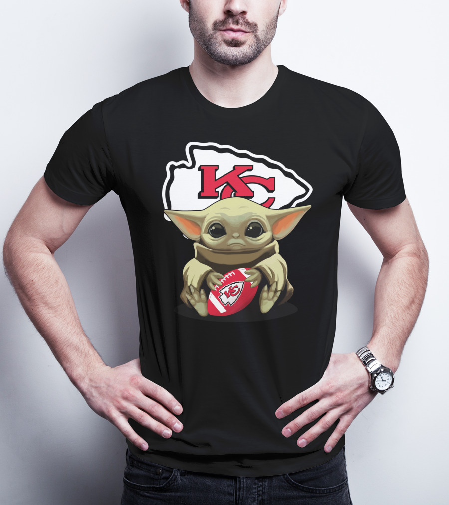 Baby Yoda KC Chiefs Football Fan T-Shirt