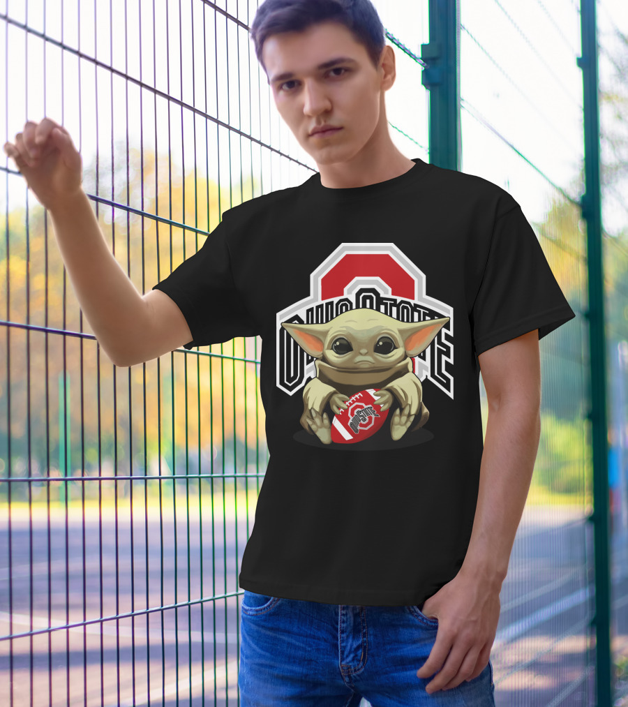Ohio State Baby Yoda Football T-Shirt