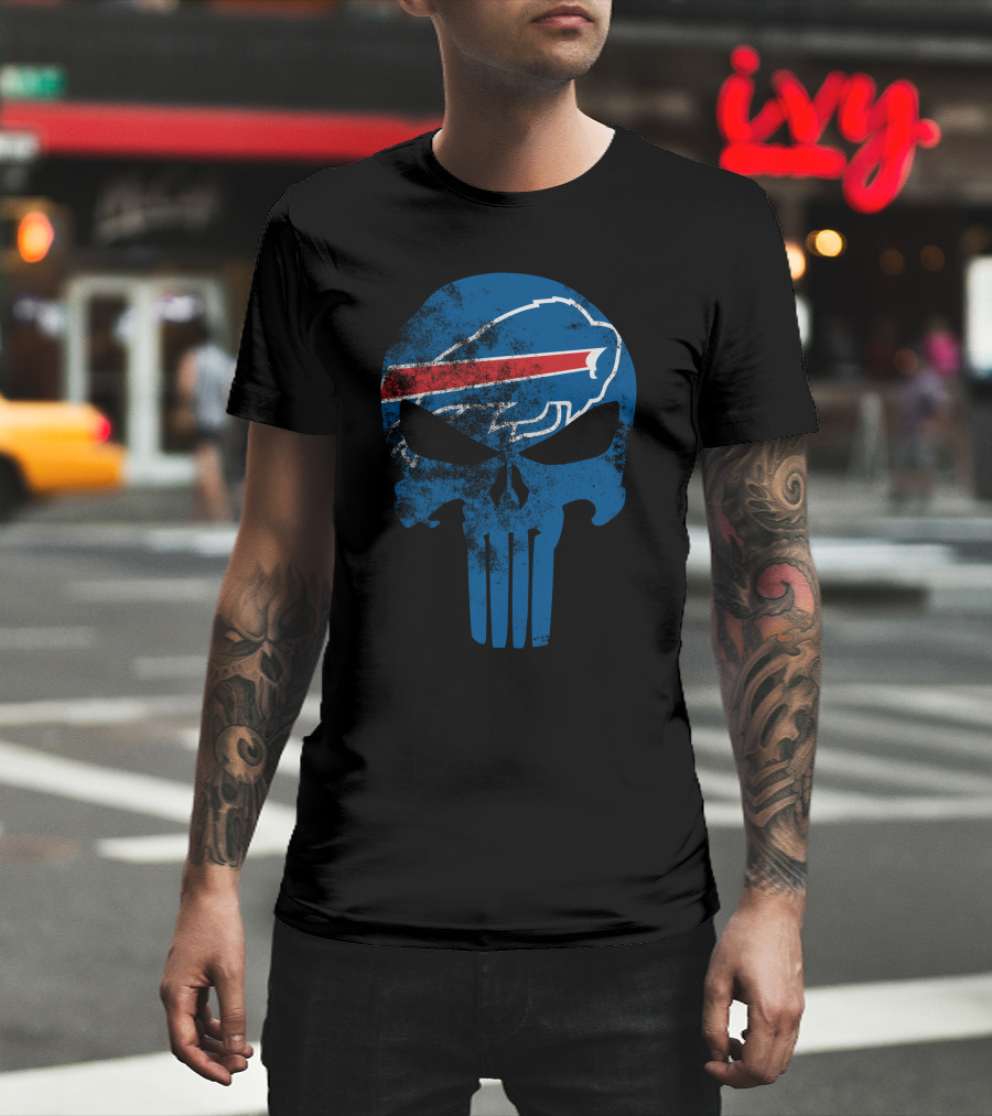 Bills Skull Punisher Logo Buffalo Bills Nfl Symbol T-Shirt