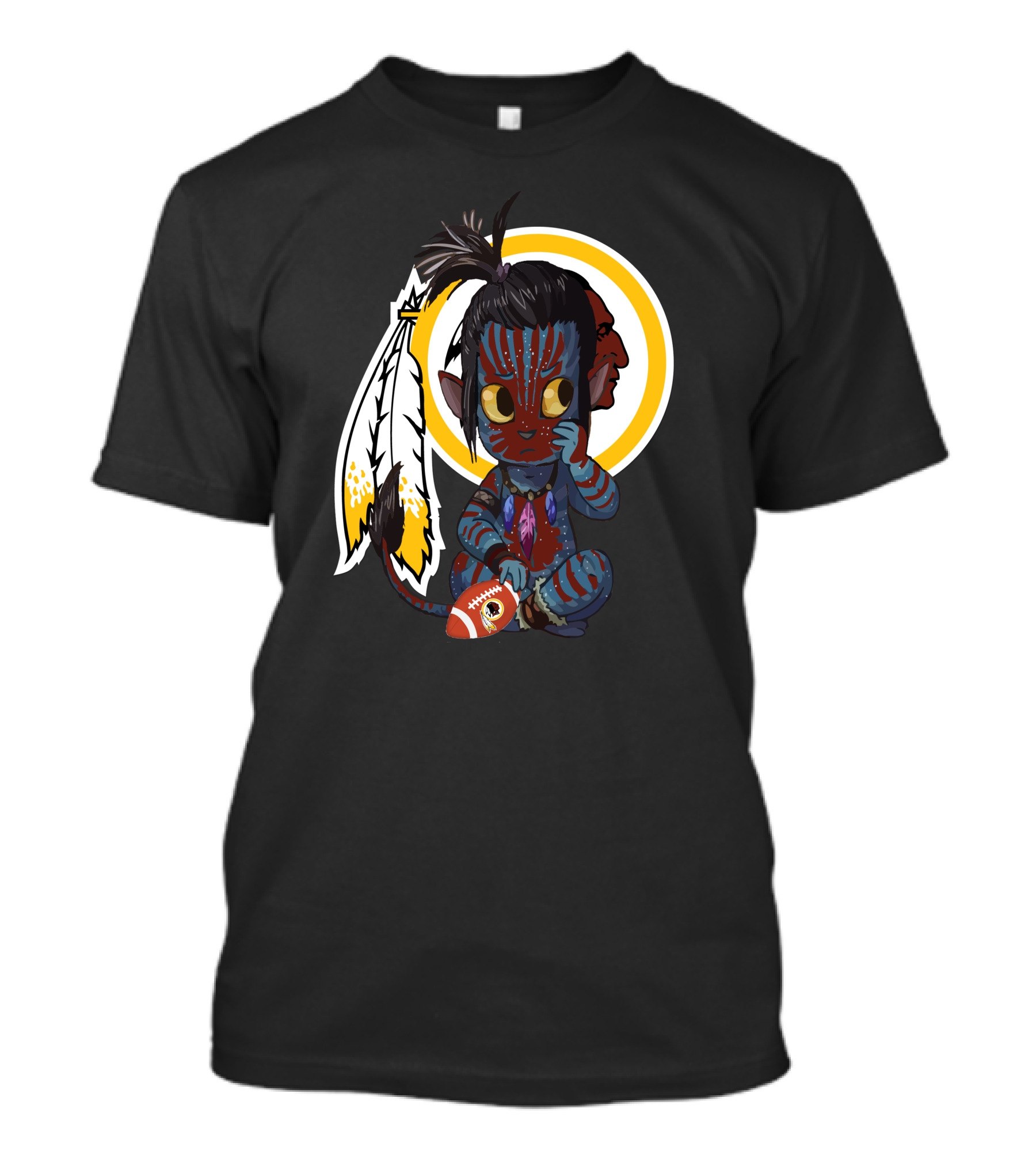 Avatar Redskins Football Character With Feathers And Face Paint T-Shirt