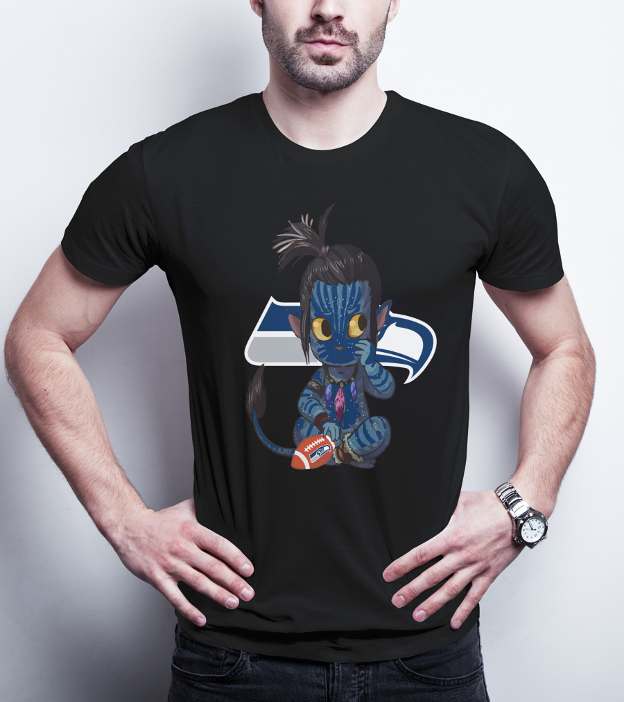 Avatar Na'vi Meets Seattle Seahawks Football Fusion T-Shirt