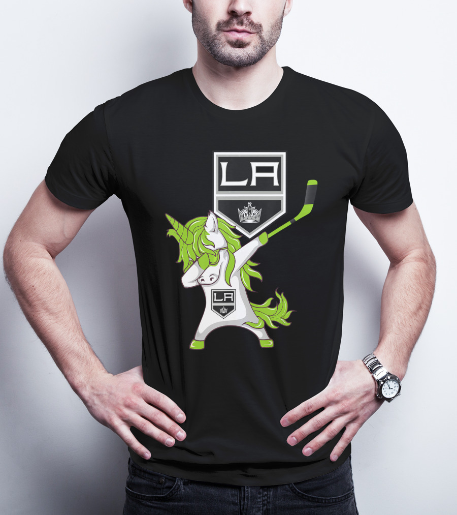 St Patrick Day Dabbing Unicorn Hockey Los Angeles Kings T-Shirt