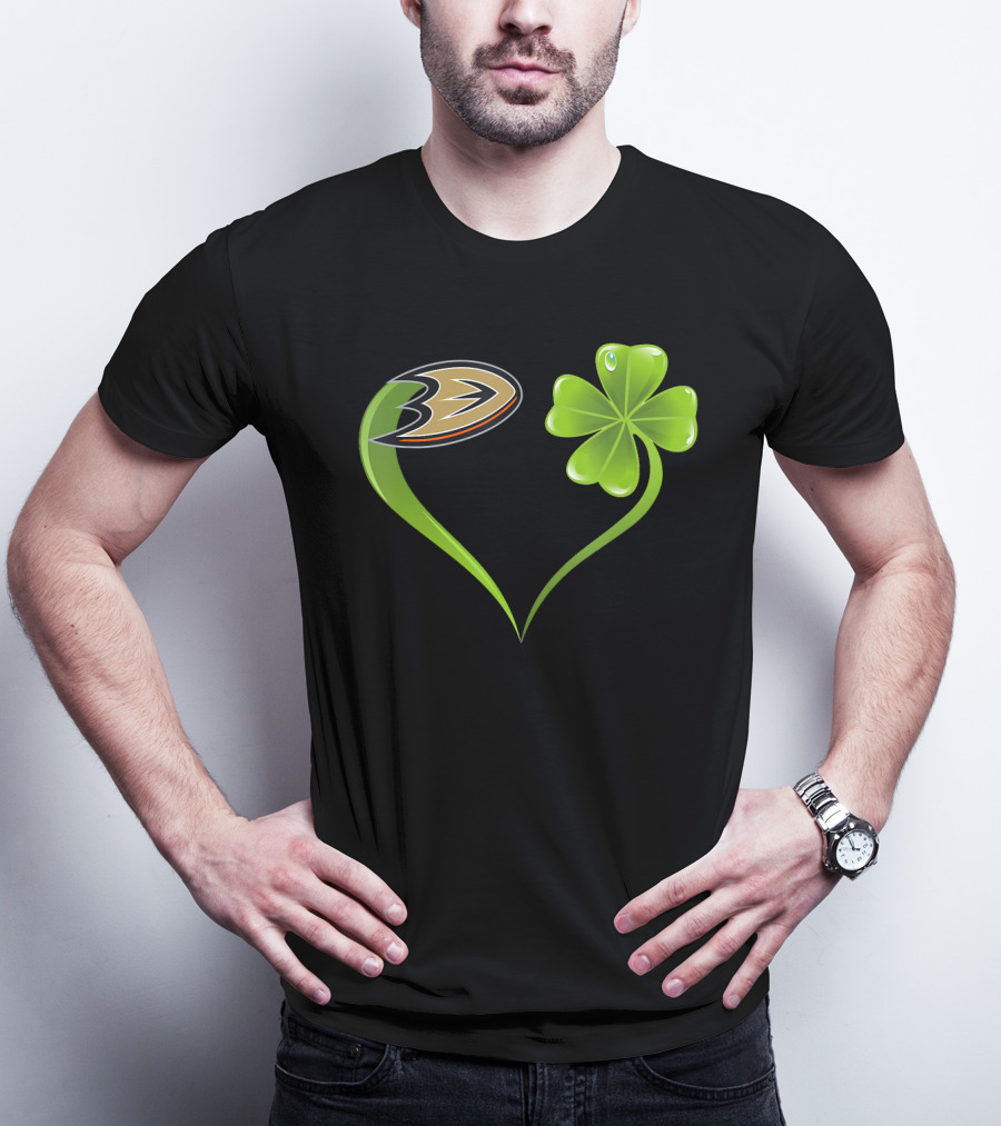 St Patrick's Day Anaheim Ducks Shamrock Heart T-Shirt