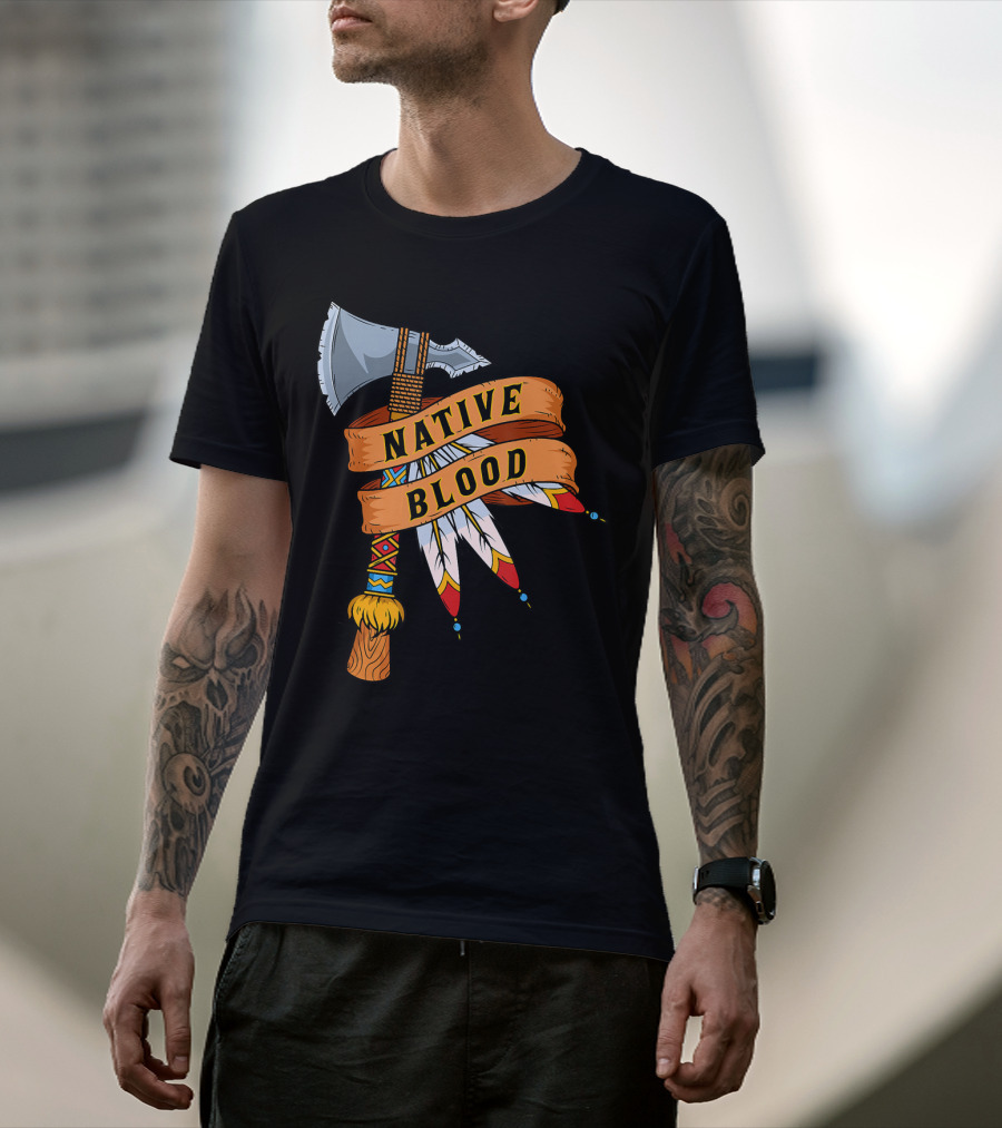 Native Blood Tribal Tomahawk Pride T-Shirt