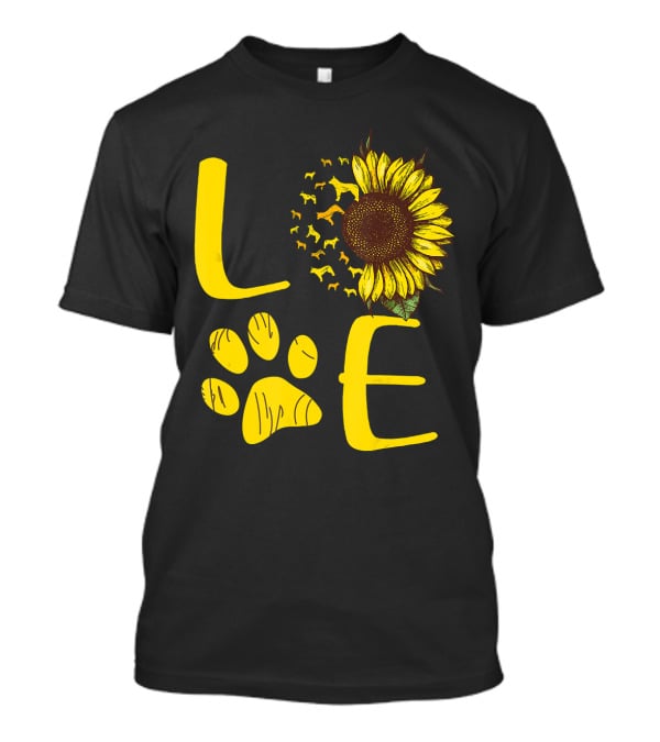 LOVE Australian Cattle Dog Paw Sunflower T-Shirt