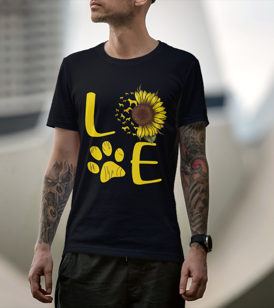 LOVE Australian Cattle Dog Paw Sunflower T-Shirt