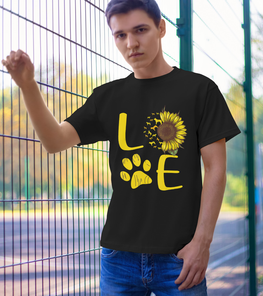 LOVE Australian Cattle Dog Paw Sunflower T-Shirt