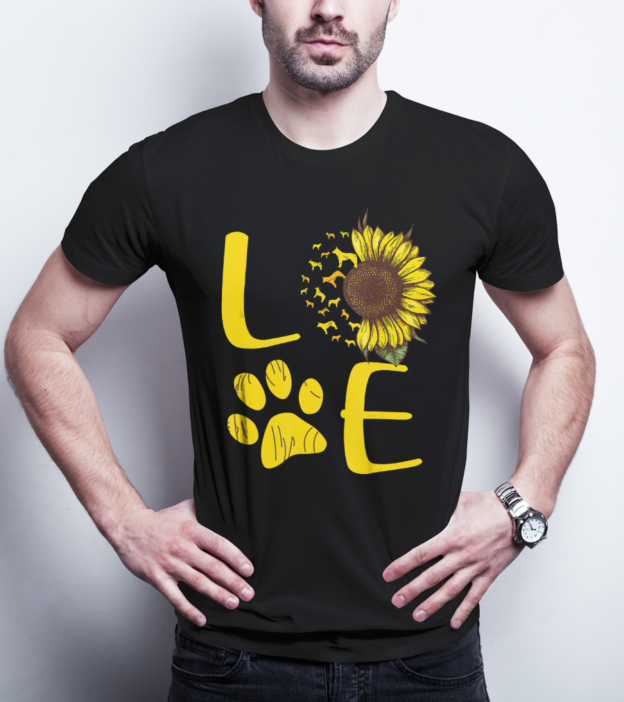 LOVE Australian Cattle Dog Paw Sunflower T-Shirt