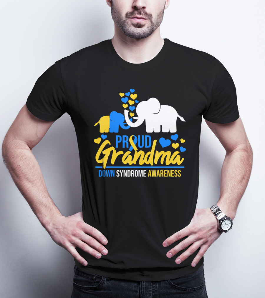 Proud Grandma Down Syndrome Awareness Elephant Hearts T-Shirt