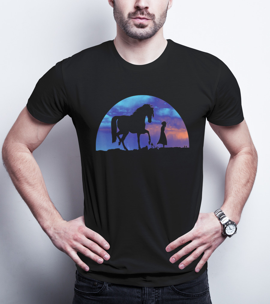 Horse Girl Lover Great Silhouette At Sunset T-Shirt