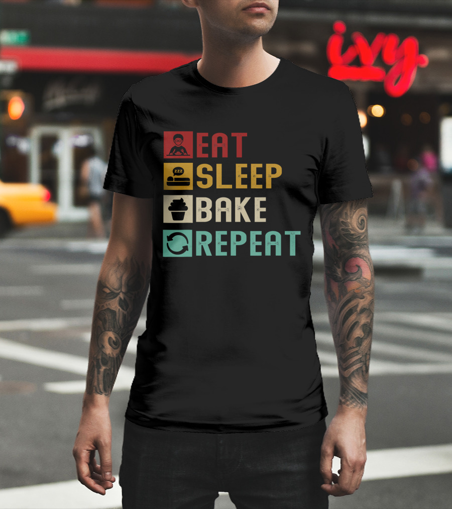Eat Sleep Bake Repeat Vintage Baking Baker T-Shirt