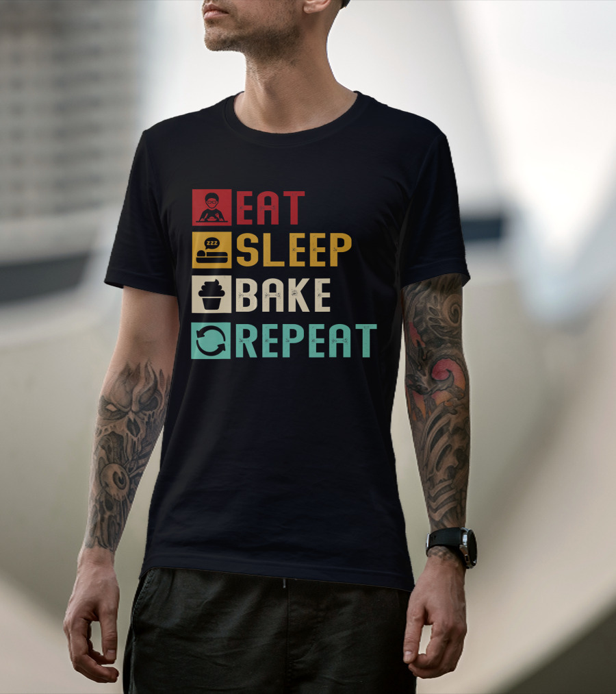 Eat Sleep Bake Repeat Vintage Baking Baker T-Shirt