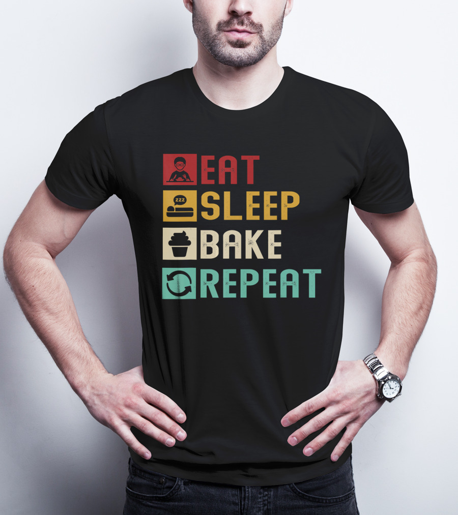 Eat Sleep Bake Repeat Vintage Baking Baker T-Shirt