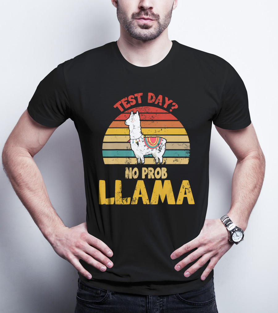 Vintage Test Day? No Prob Llama Retro Teacher T-Shirt