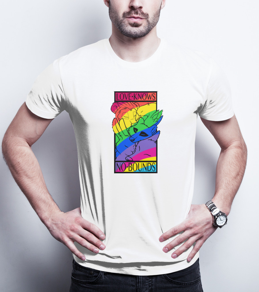 Love Knows No Bounds Rainbow Animal Embrace T-Shirt