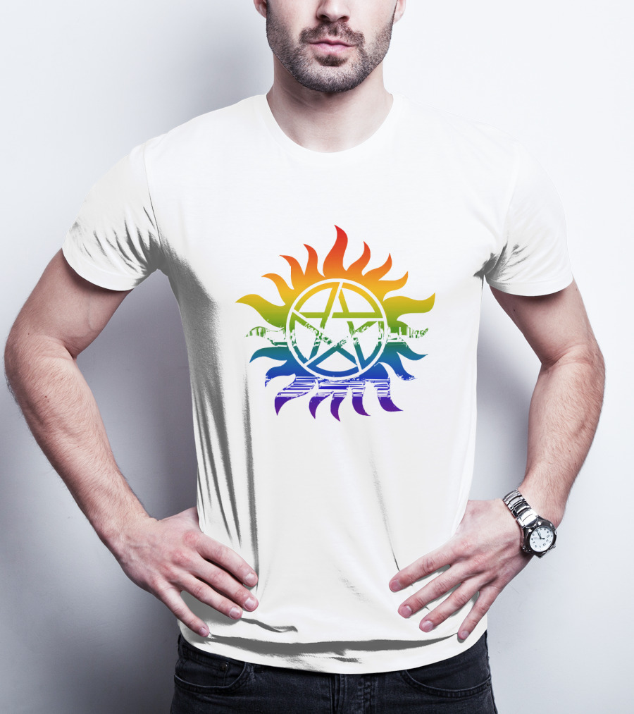 Supernatural Rainbow Pentagram Pride T-Shirt