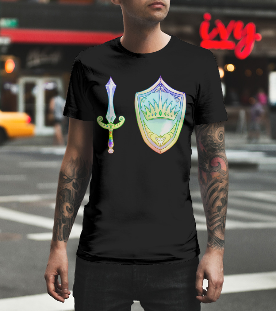 Rainbow Armory Crystal Sword Shield Crown T-Shirt