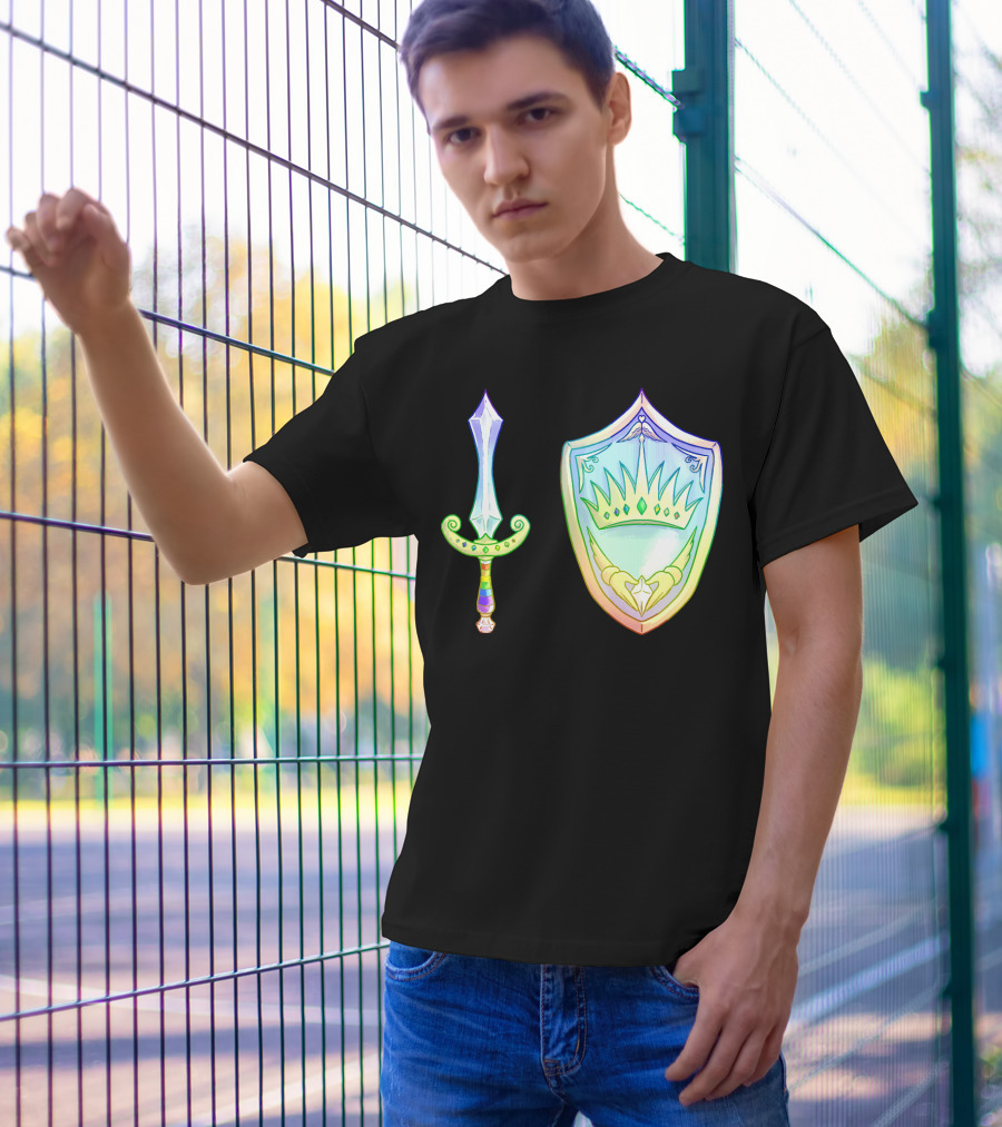 Rainbow Armory Crystal Sword Shield Crown T-Shirt
