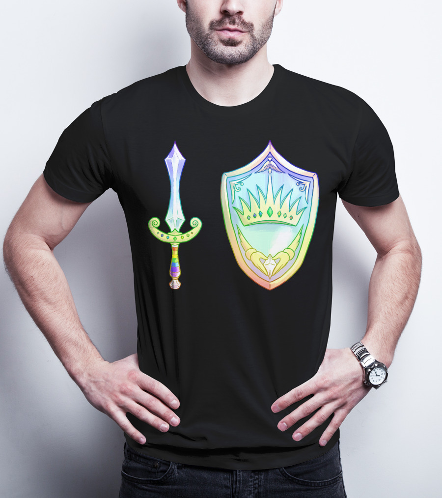Rainbow Armory Crystal Sword Shield Crown T-Shirt