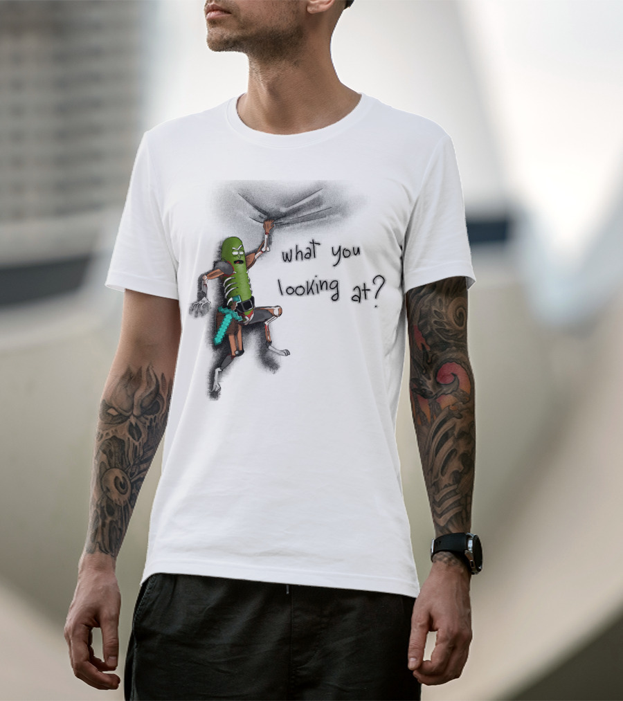 What You Looking At Pickle Rick Adventure T-Shirt