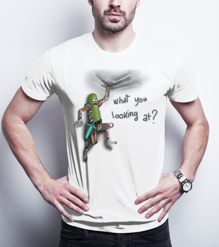 What You Looking At Pickle Rick Adventure T-Shirt