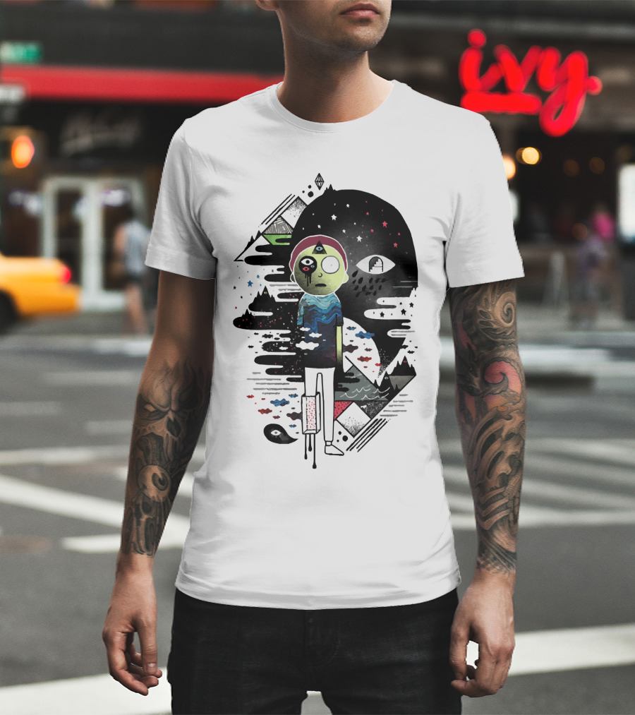 Inner Dimensional Morty Surreal Cosmic Exploration With Third Eye And Galaxy Elements T-Shirt