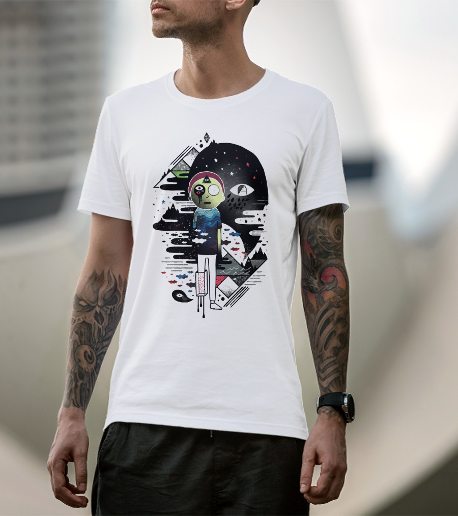 Inner Dimensional Morty Surreal Cosmic Exploration With Third Eye And Galaxy Elements T-Shirt
