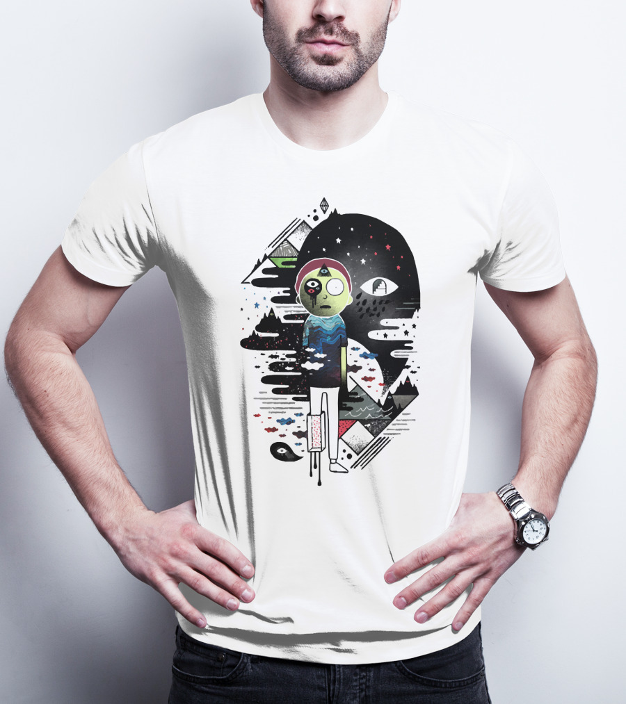 Inner Dimensional Morty Surreal Cosmic Exploration With Third Eye And Galaxy Elements T-Shirt
